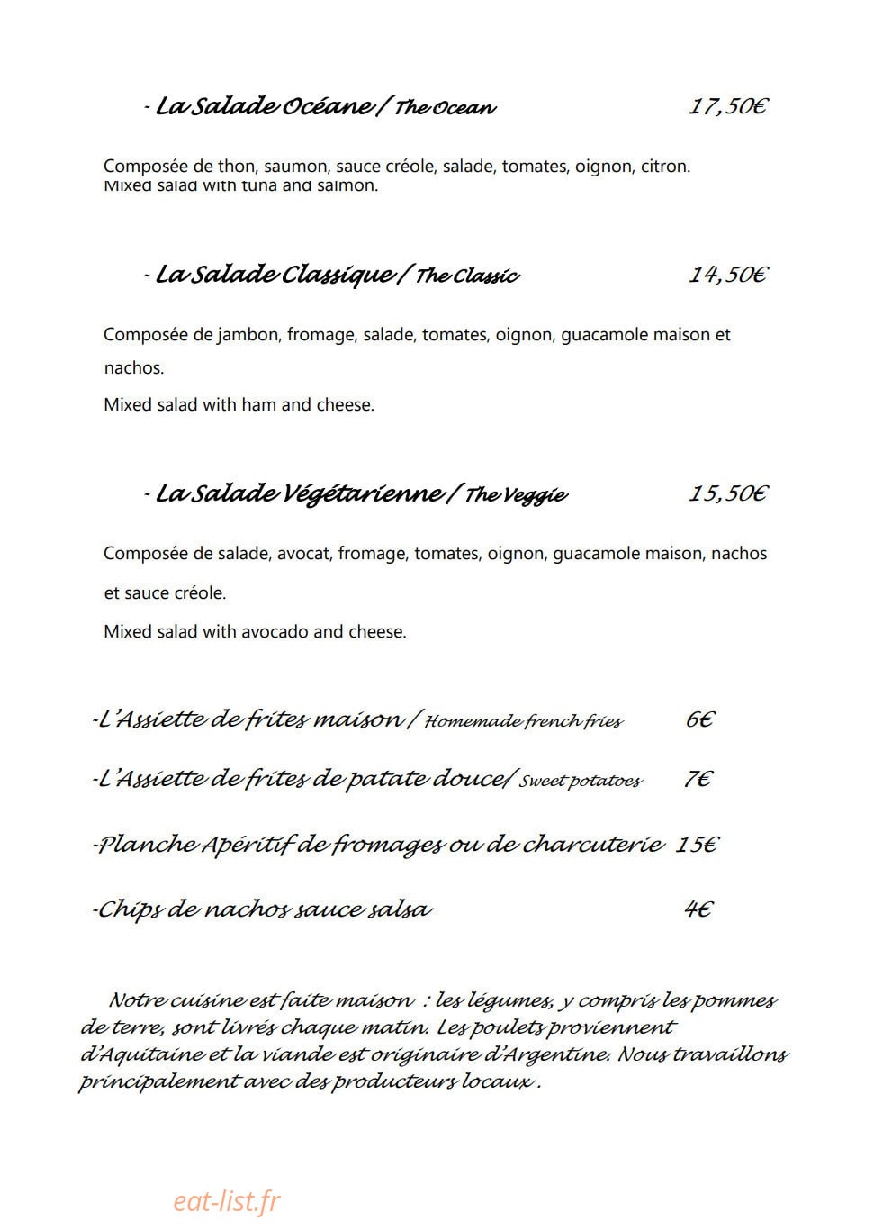 Corto bar à Biscarrosse Plage - menu et photos