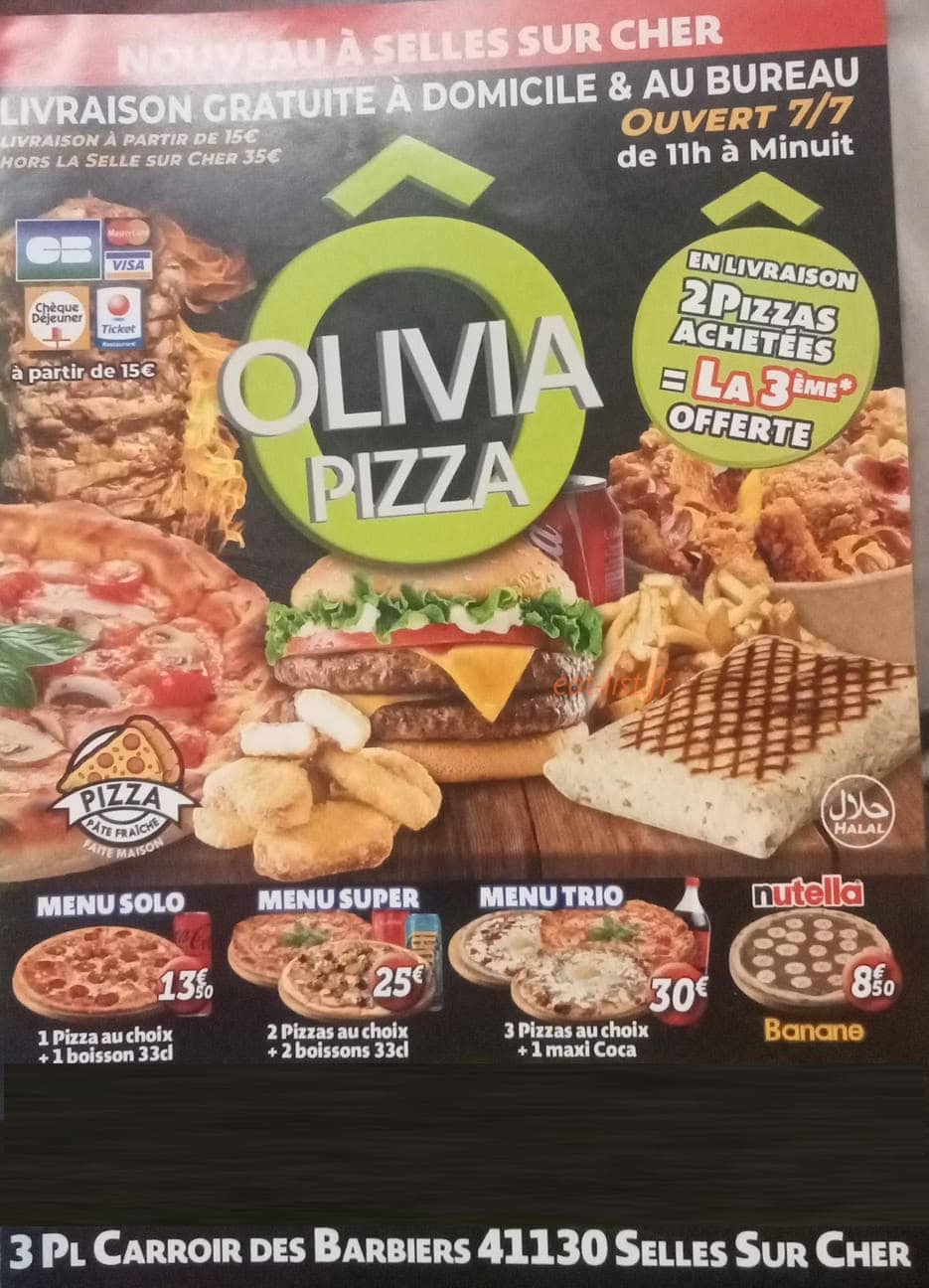 Olivia pizza à Selles sur Cher - menu et photos