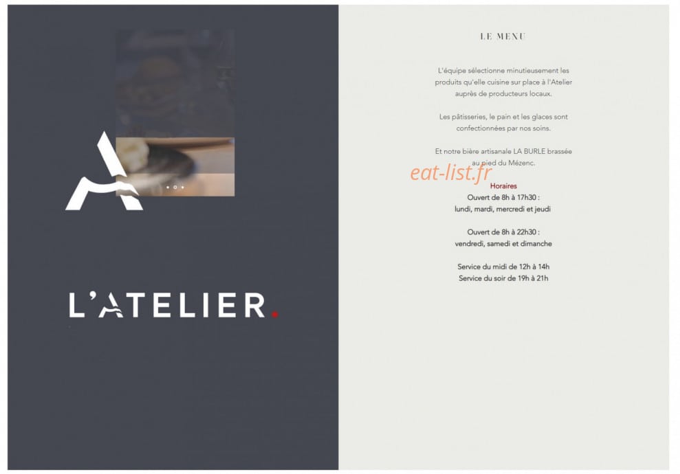 L'Atelier à Les Estables - menu et photos