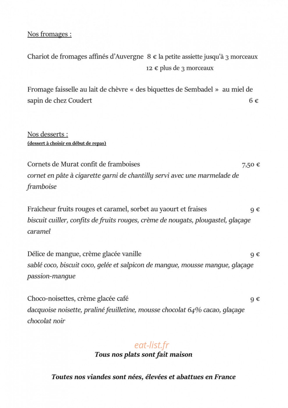 L'echo Et L'abbaye à La Chaise Dieu - menu et photos