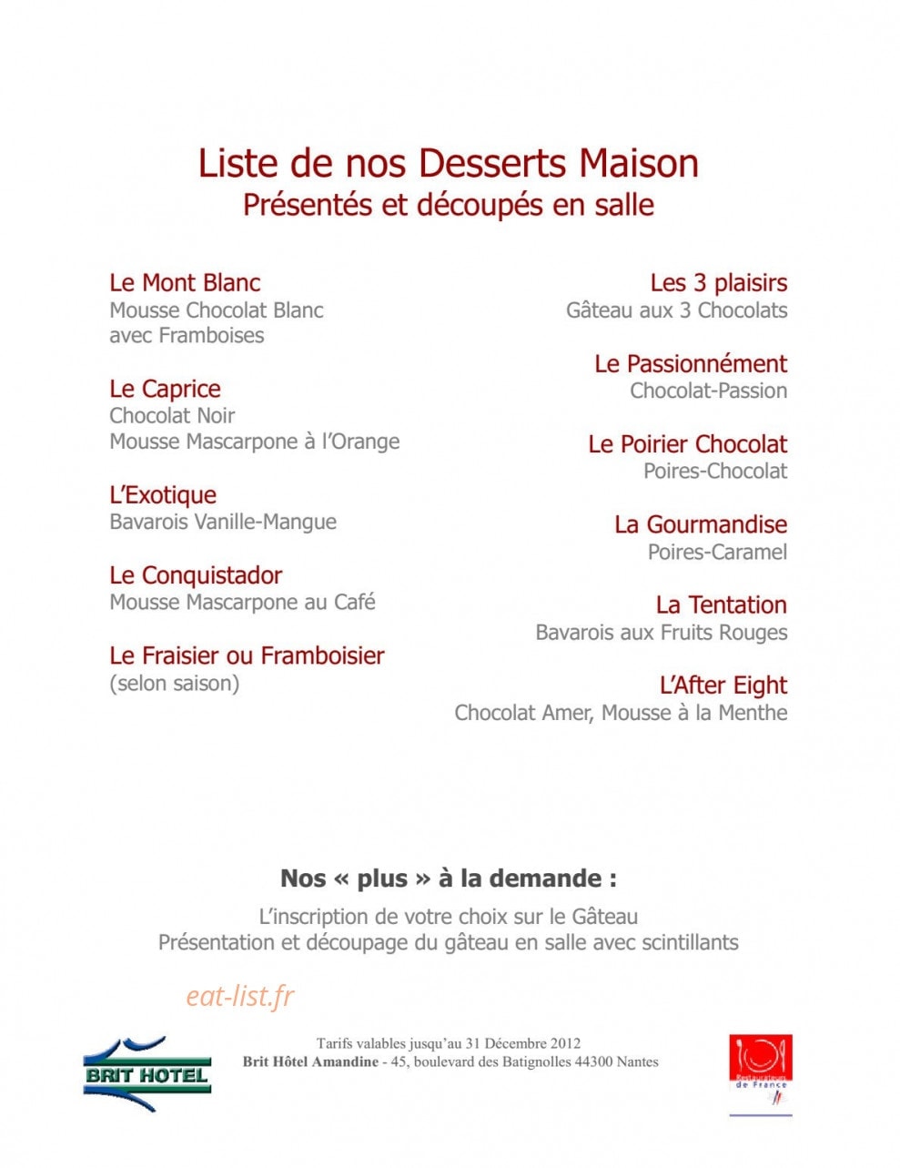 Amandine à Nantes - menu et photos
