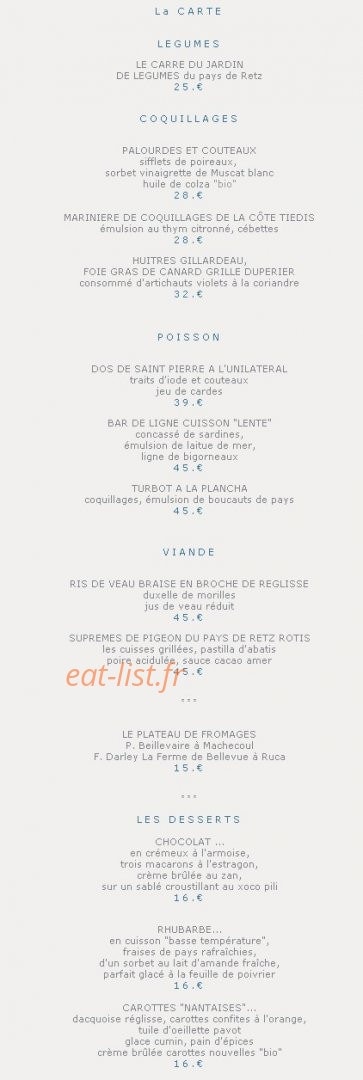 Anne de Bretagne à La Plaine sur Mer - menu et photos