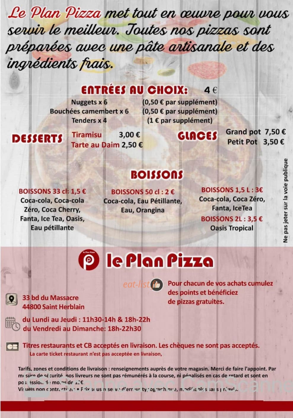 Le plan pizza à Saint Herblain - menu et photos