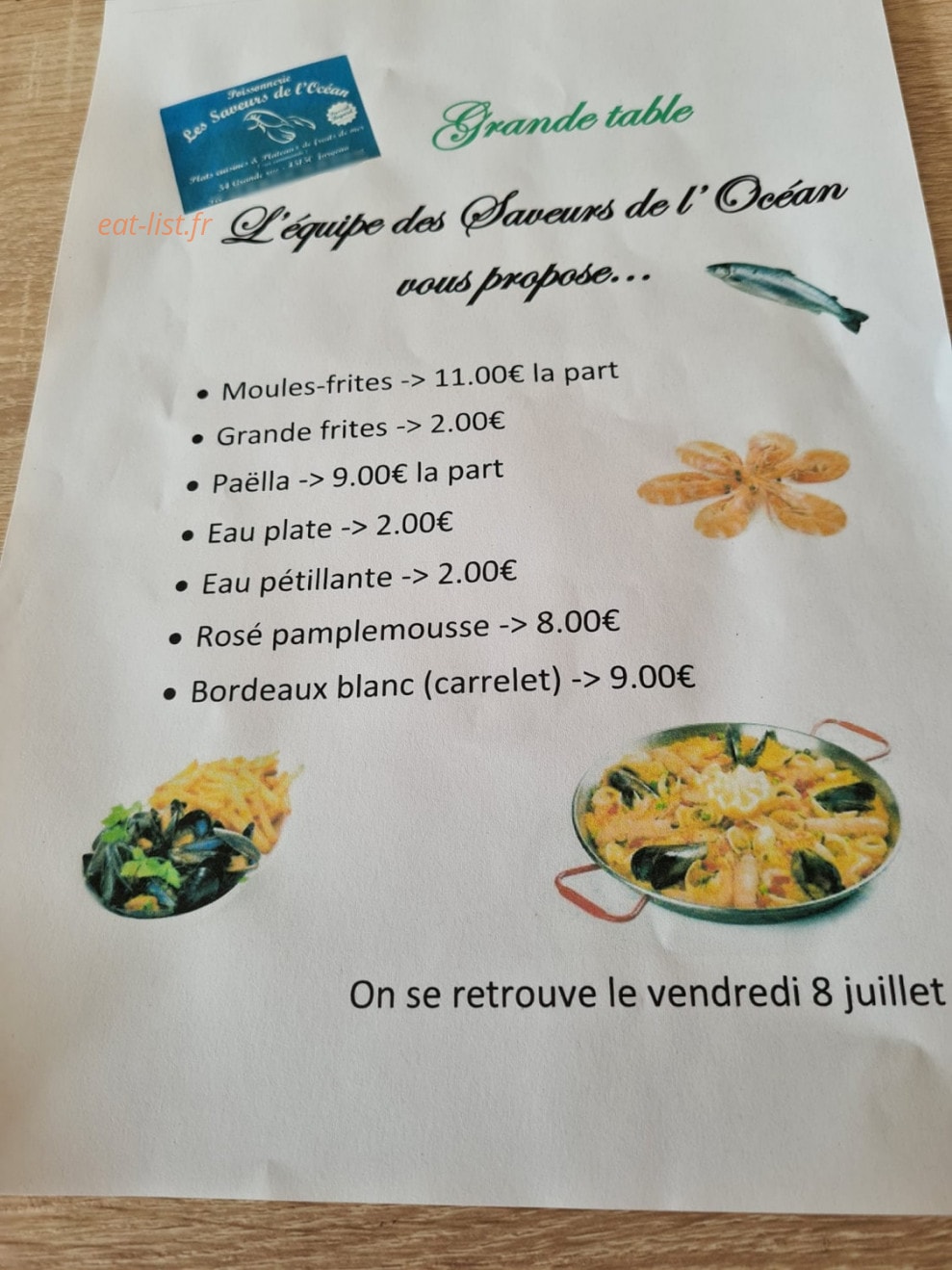 Les Saveurs de l'Océan à Jargeau - menu et photos