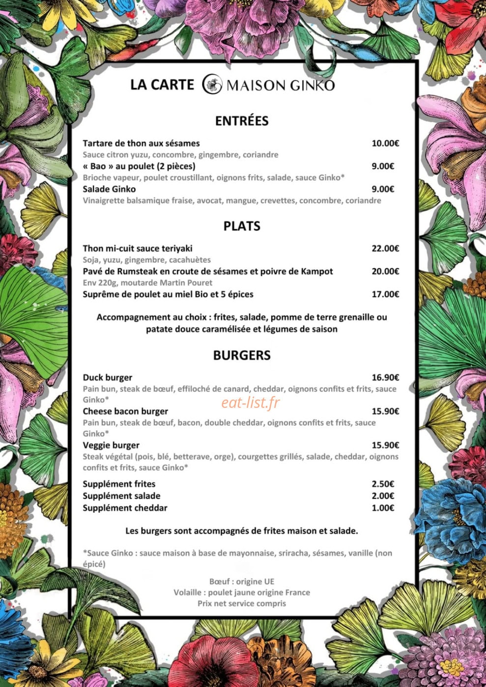 Maison Ginko à Olivet - menu et photos
