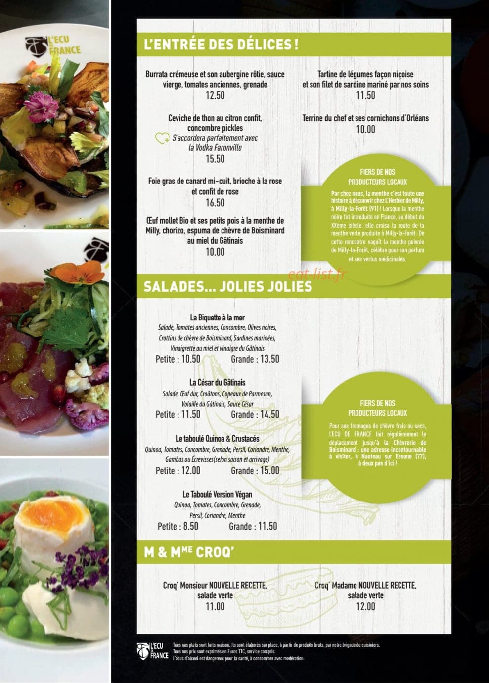 Ecu de France Officiel à Le Malesherbois - menu et photos