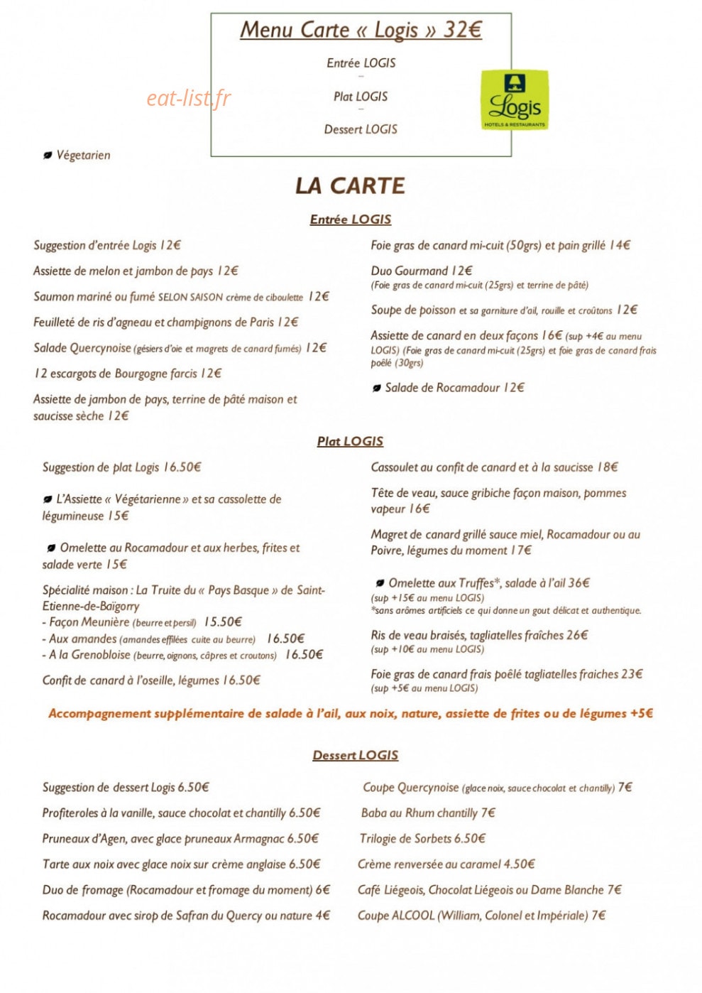 La Truite Dorée à Vers - menu et photos
