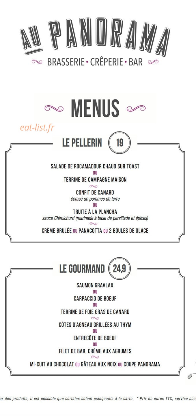 Au Panorama à Rocamadour - menu et photos