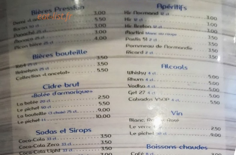 La Cloche à Le Mont Saint Michel - menu et photos