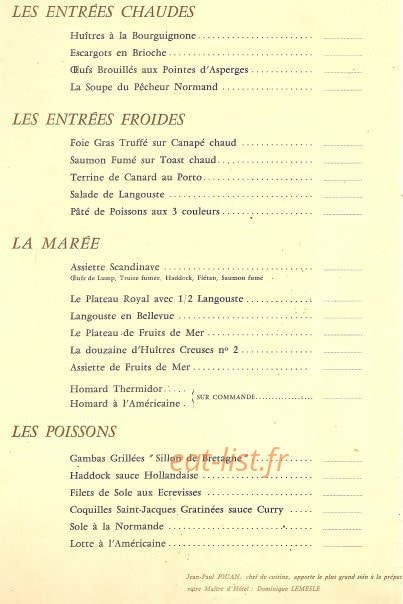 Le Sillon de Bretagne à Tanis - menu et photos