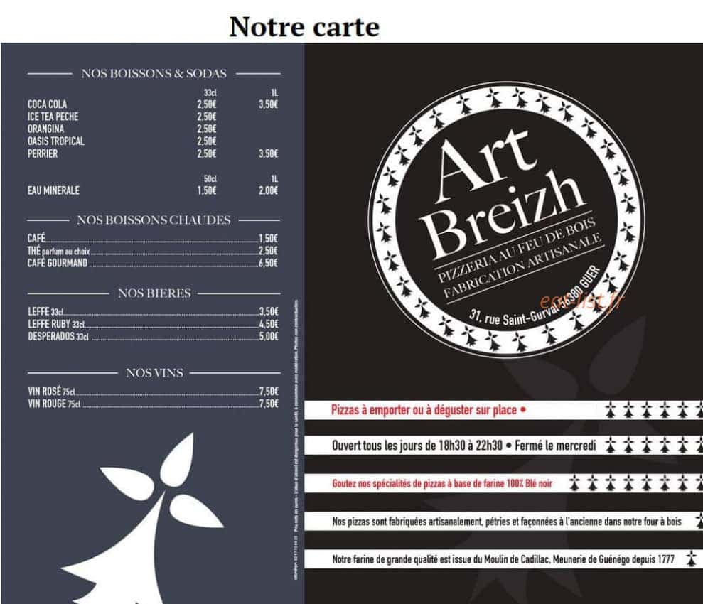 Art Breizh à Guer - menu et photo
