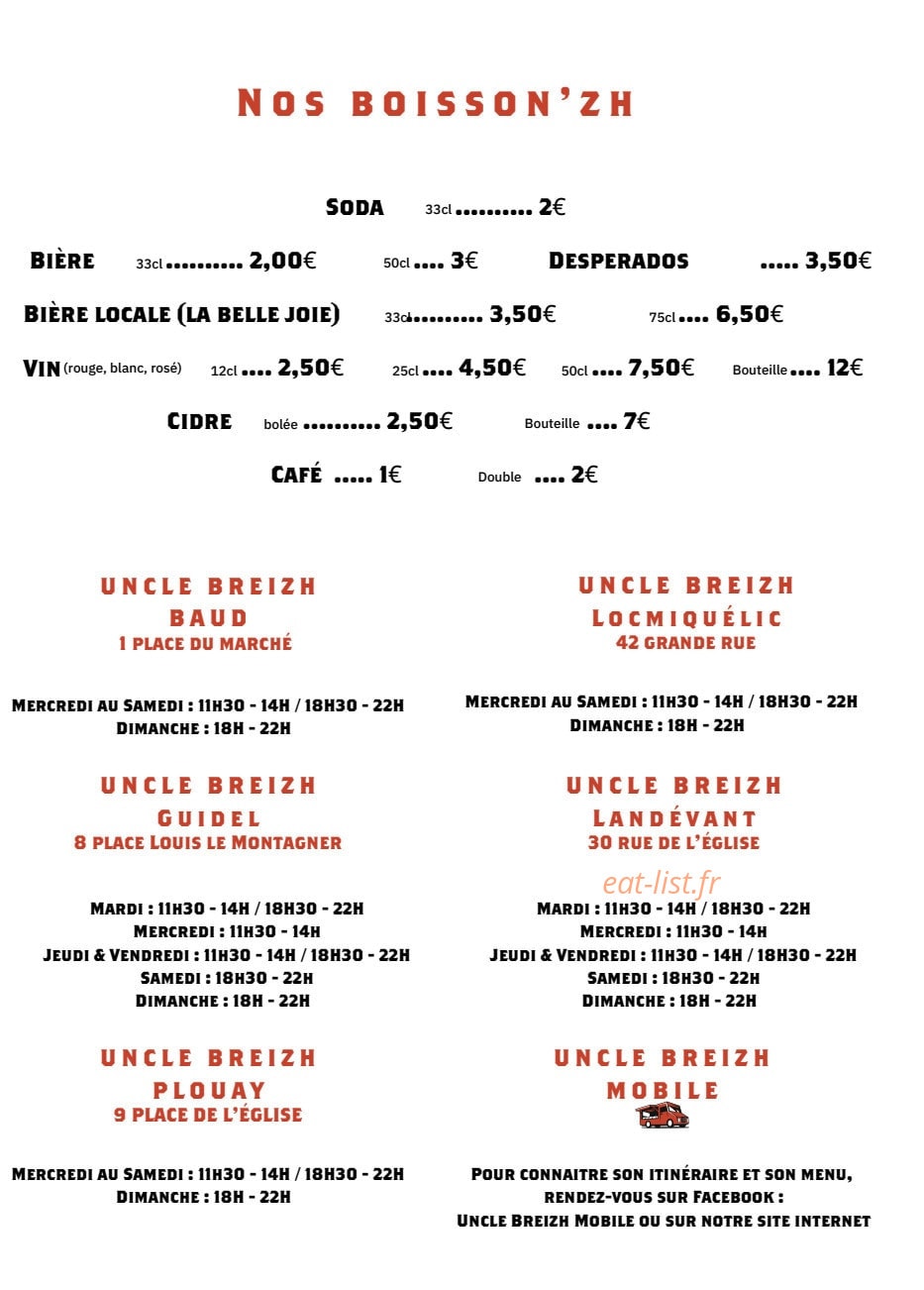 Uncle Breizh à Guidel - menu et photos