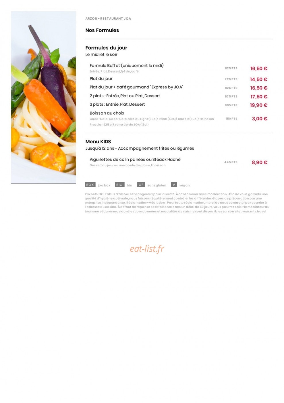 Joa à Arzon - menu et photos