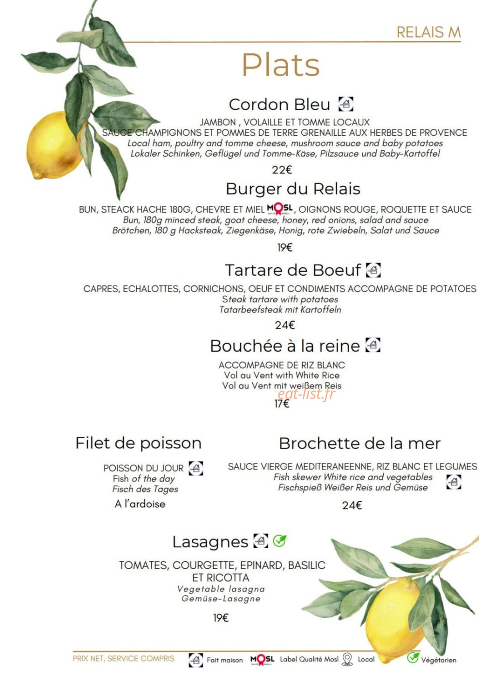 Relais Manderen à Manderen - menu et photos