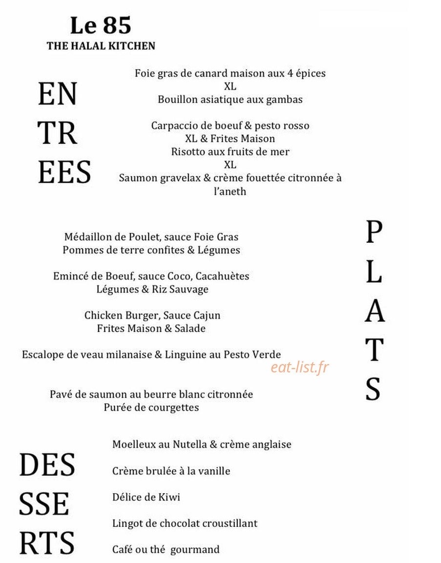 Le 85 à Lille - menu et photos