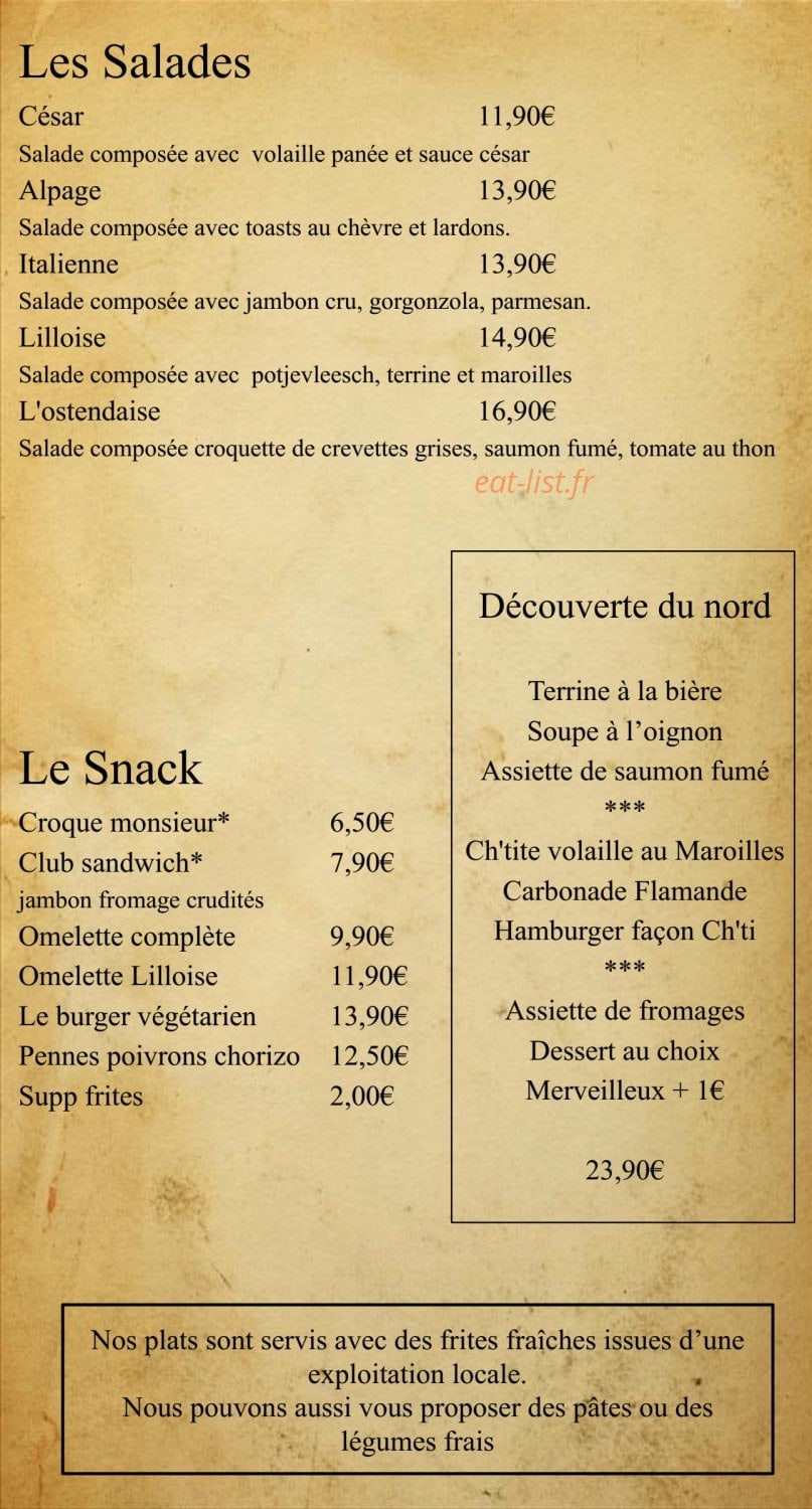 Le Napoléon à Lille - menu et photos