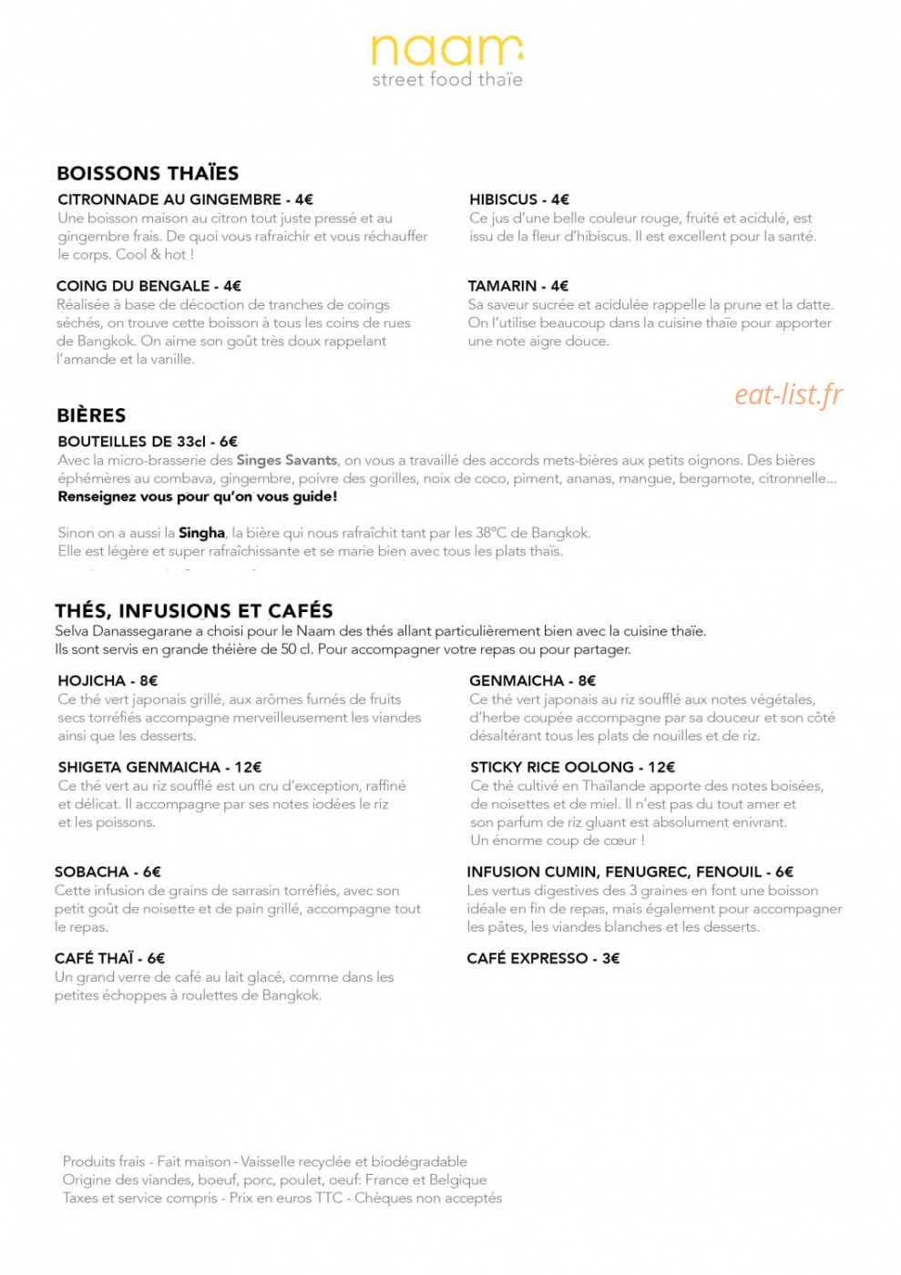 Naam à Lille - menu et photos
