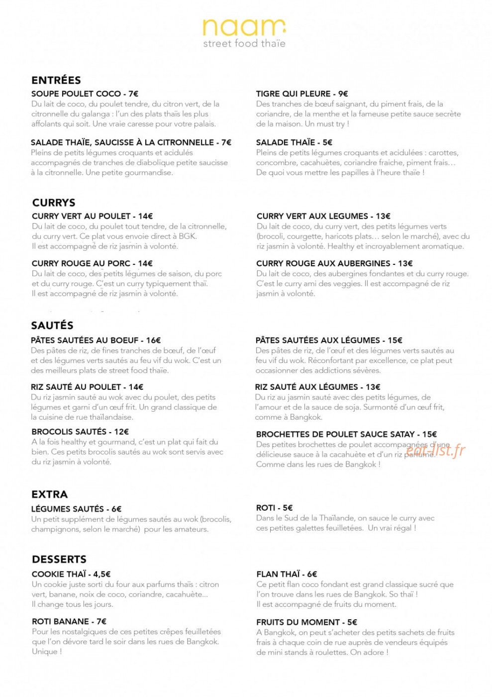Naam à Lille - menu et photos