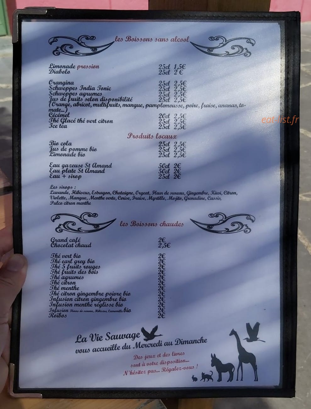 La vie sauvage à Eppe Sauvage - menu et photos