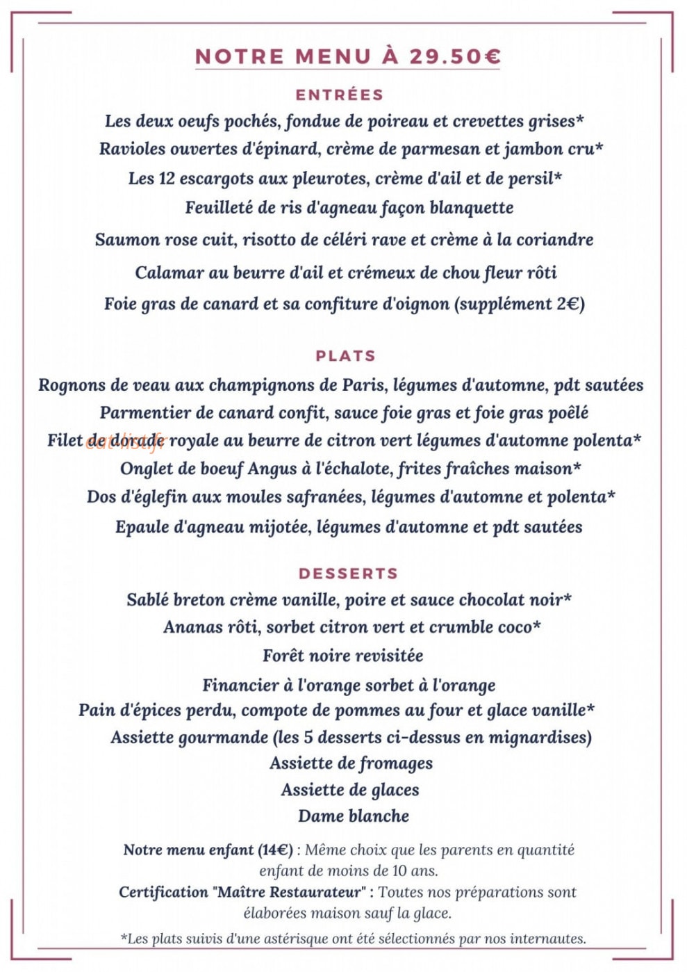 Comme vous Voulez à Dunkerque - menu et photos