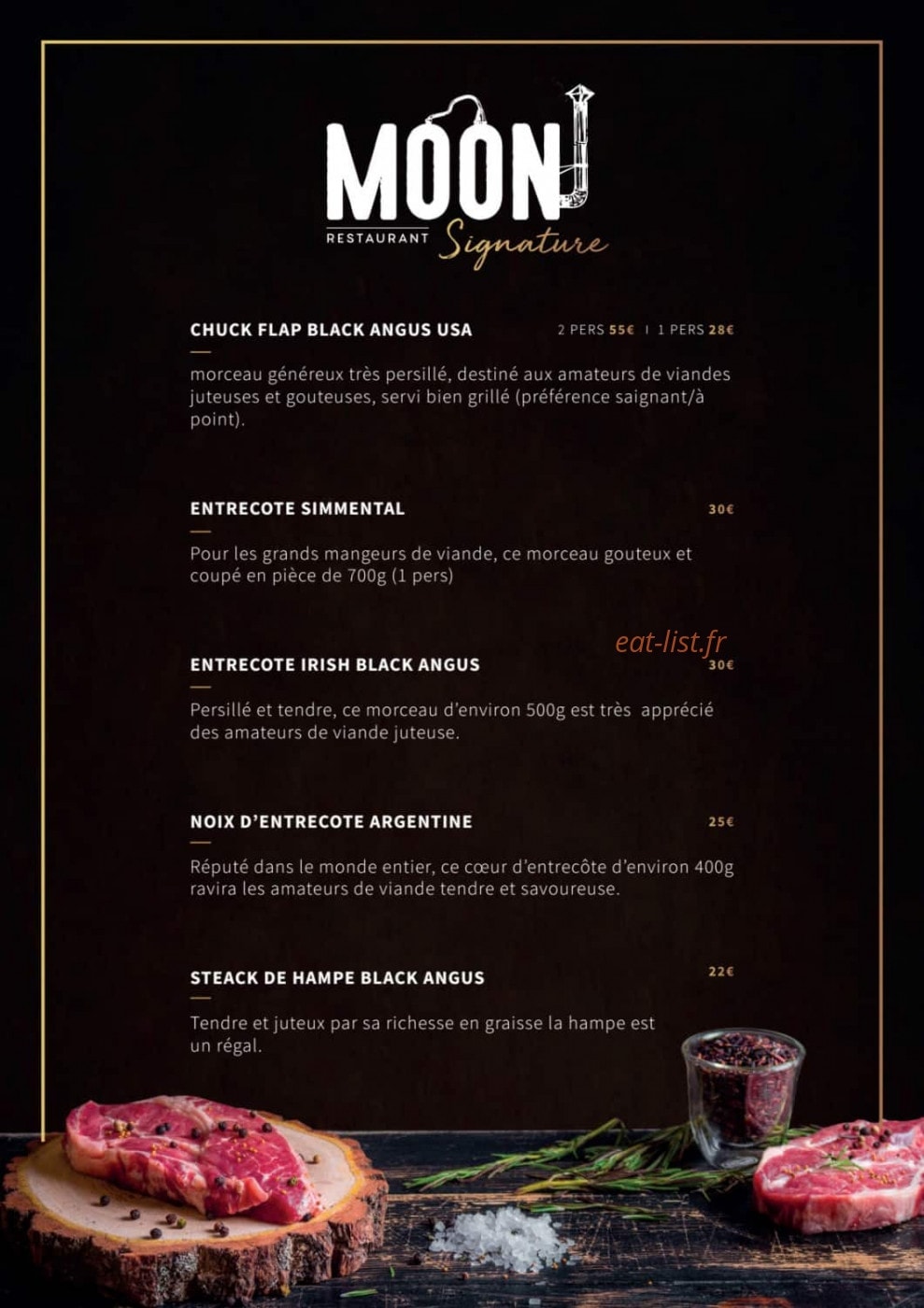 MoonShiners à Dunkerque - menu et photos