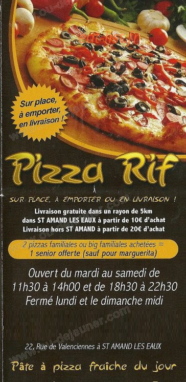 Pizza Rif à Saint Amand Les Eaux - menu et photo