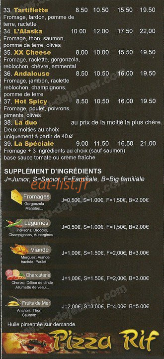 Pizza Rif à Saint Amand les Eaux - menu et photos
