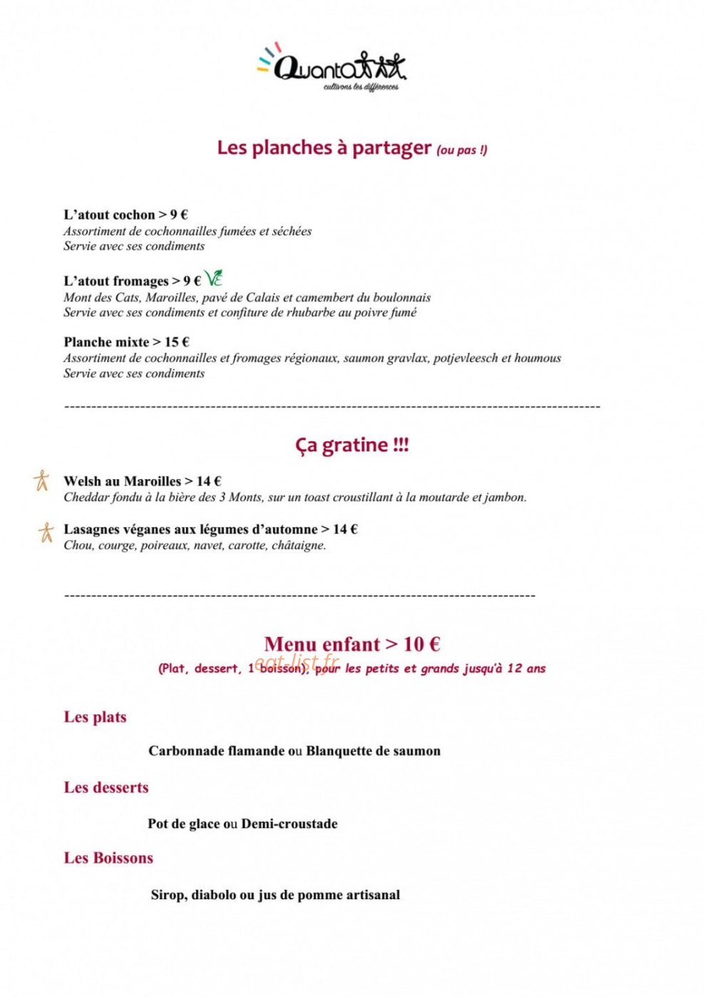 Quanta à Villeneuve d'Ascq - menu et photos