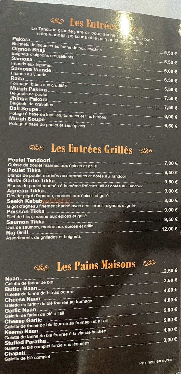 Raj mahal à Alencon - menu et photos