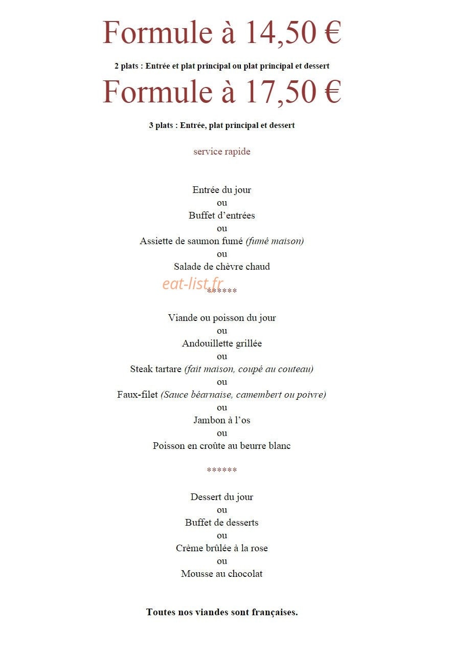 Ariès à Argentan - menu et photos