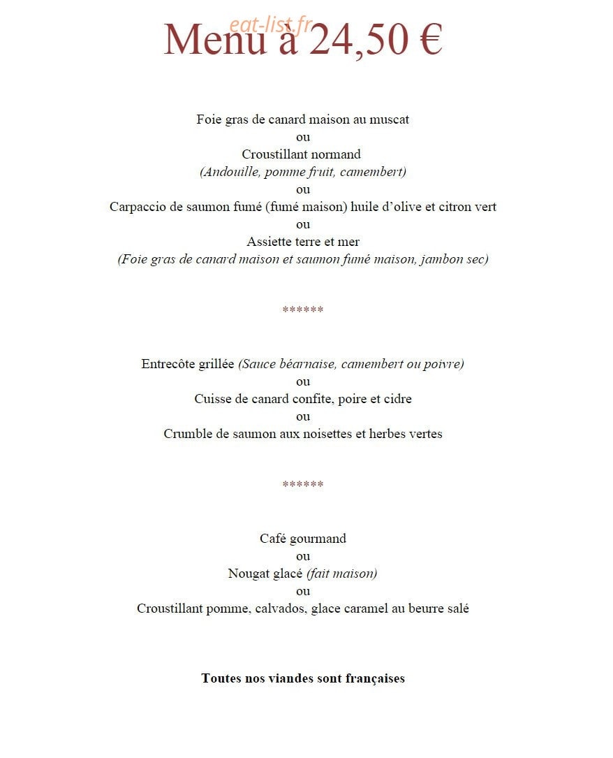 Ariès à Argentan - menu et photos