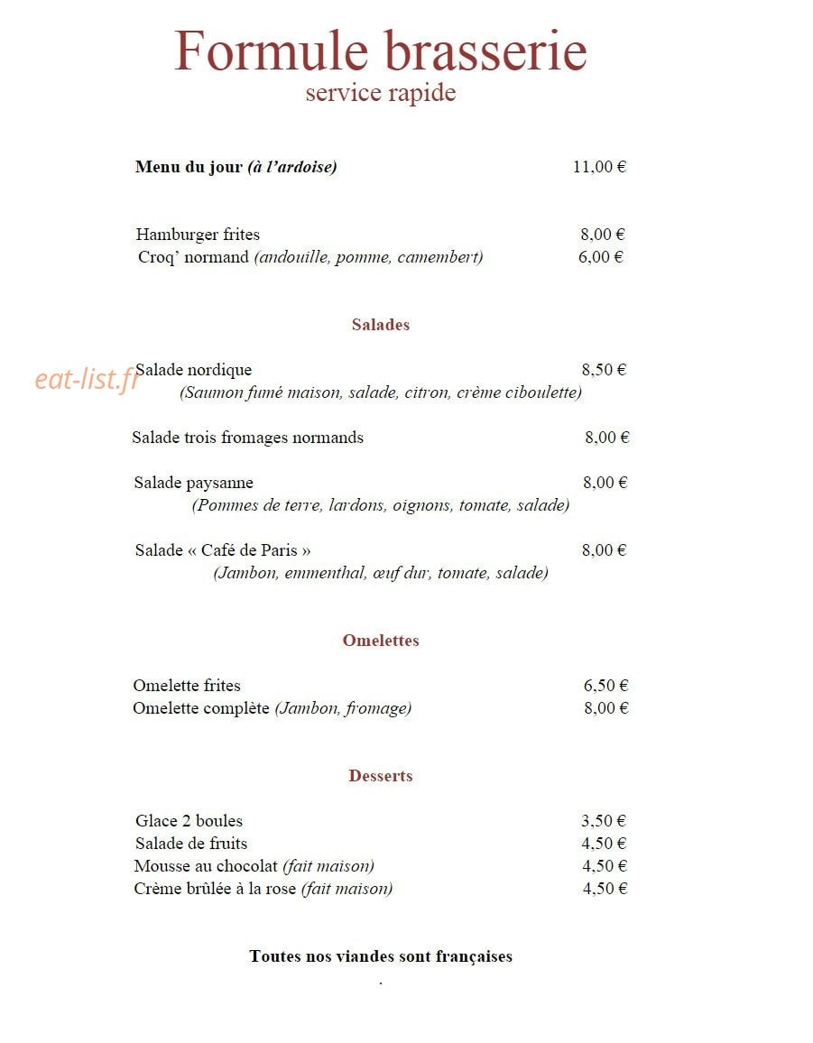 Ariès à Argentan - menu et photos