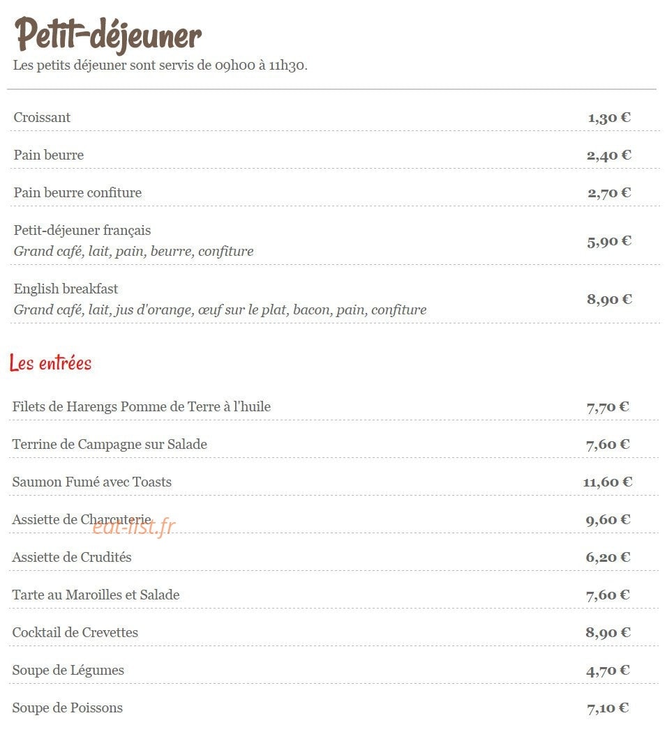 Café de la Tour à Calais - menu et photos