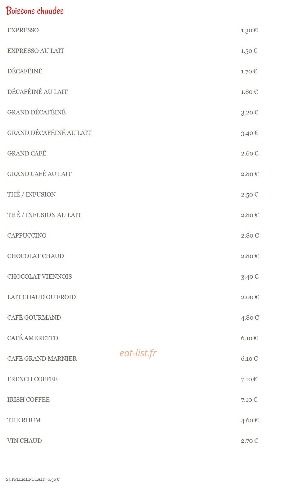 Café de la Tour à Calais - menu et photos