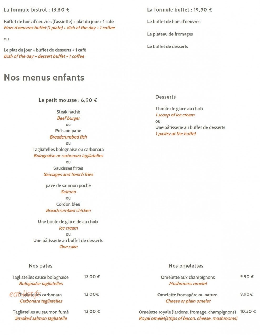 Hotel Restaurant de la Plage à Calais - menu et photos