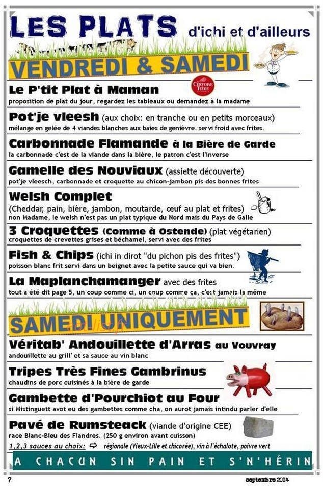 La cervoise tiède à Benifontaine - menu et photos