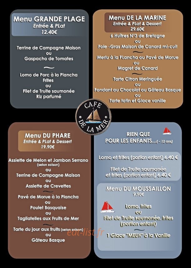 Café de la mer à Biarritz - menu et photos