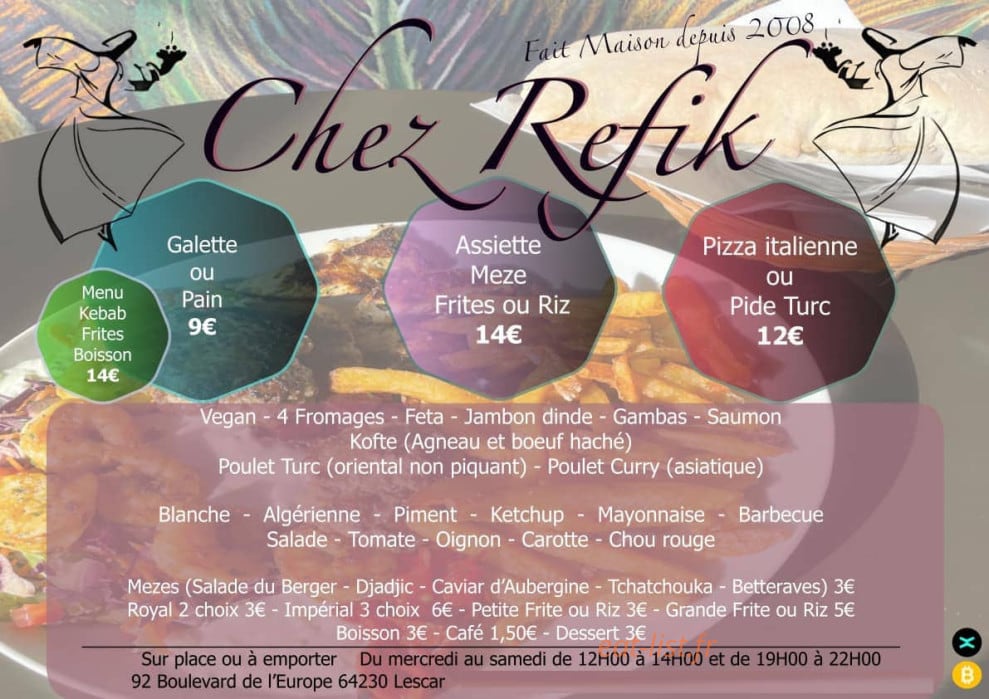 Chez Refik à Lescar - menu et photos