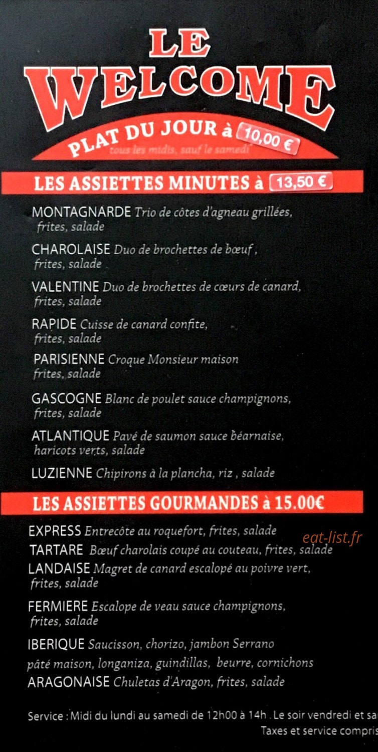 Le Welcome à Lescar - menu et photos