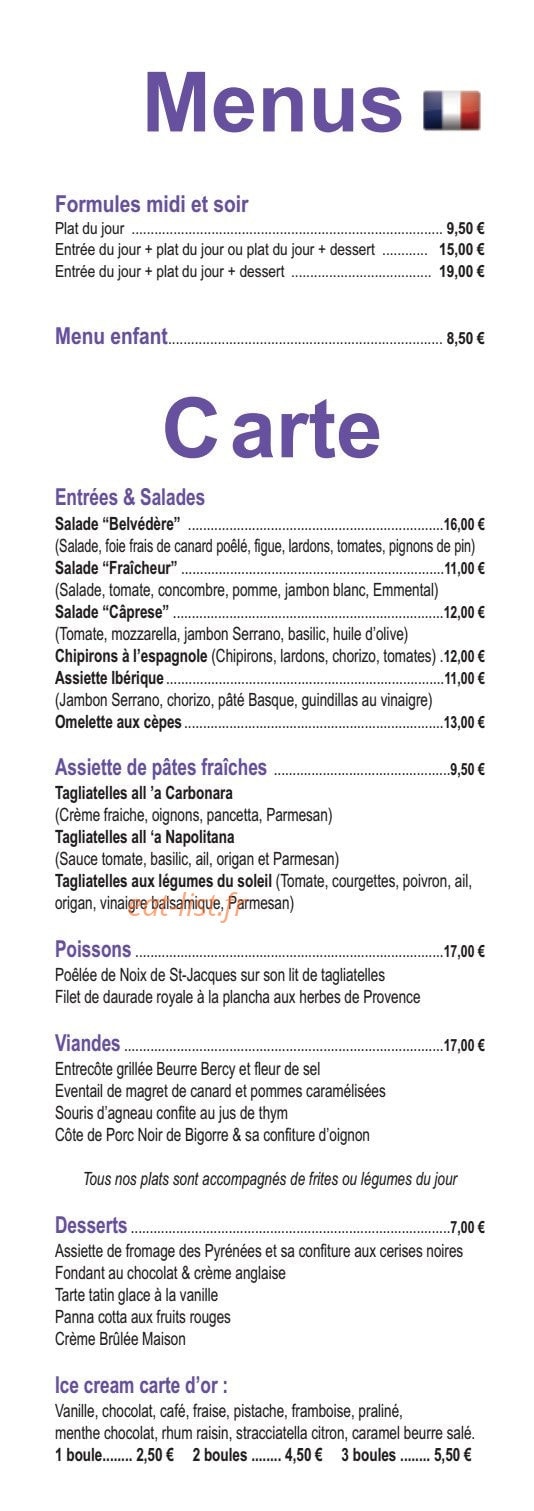 Le Belvédère à Lourdes - menu et photos