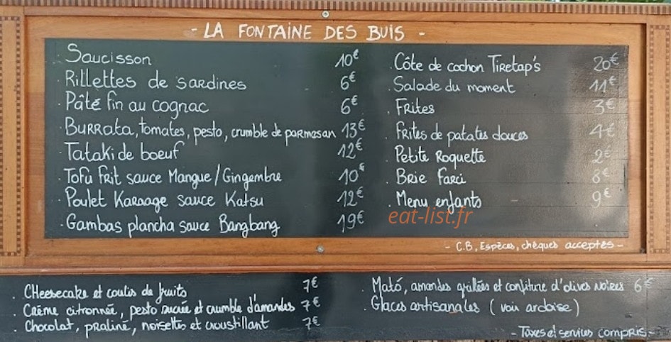 La Fontaine des Buis à Arles sur Tech - menu et photos