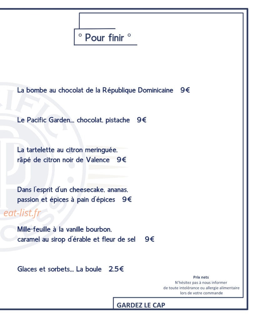 Pacific Princess à Strasbourg - menu et photos
