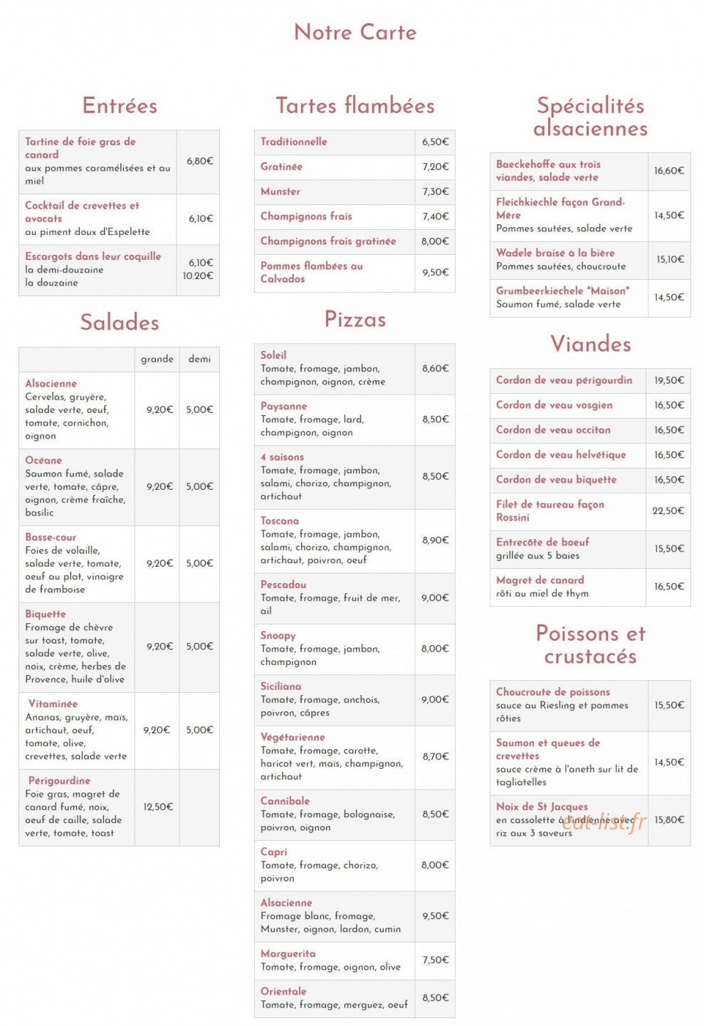 Au Soleil à Nordhouse - menu et photos