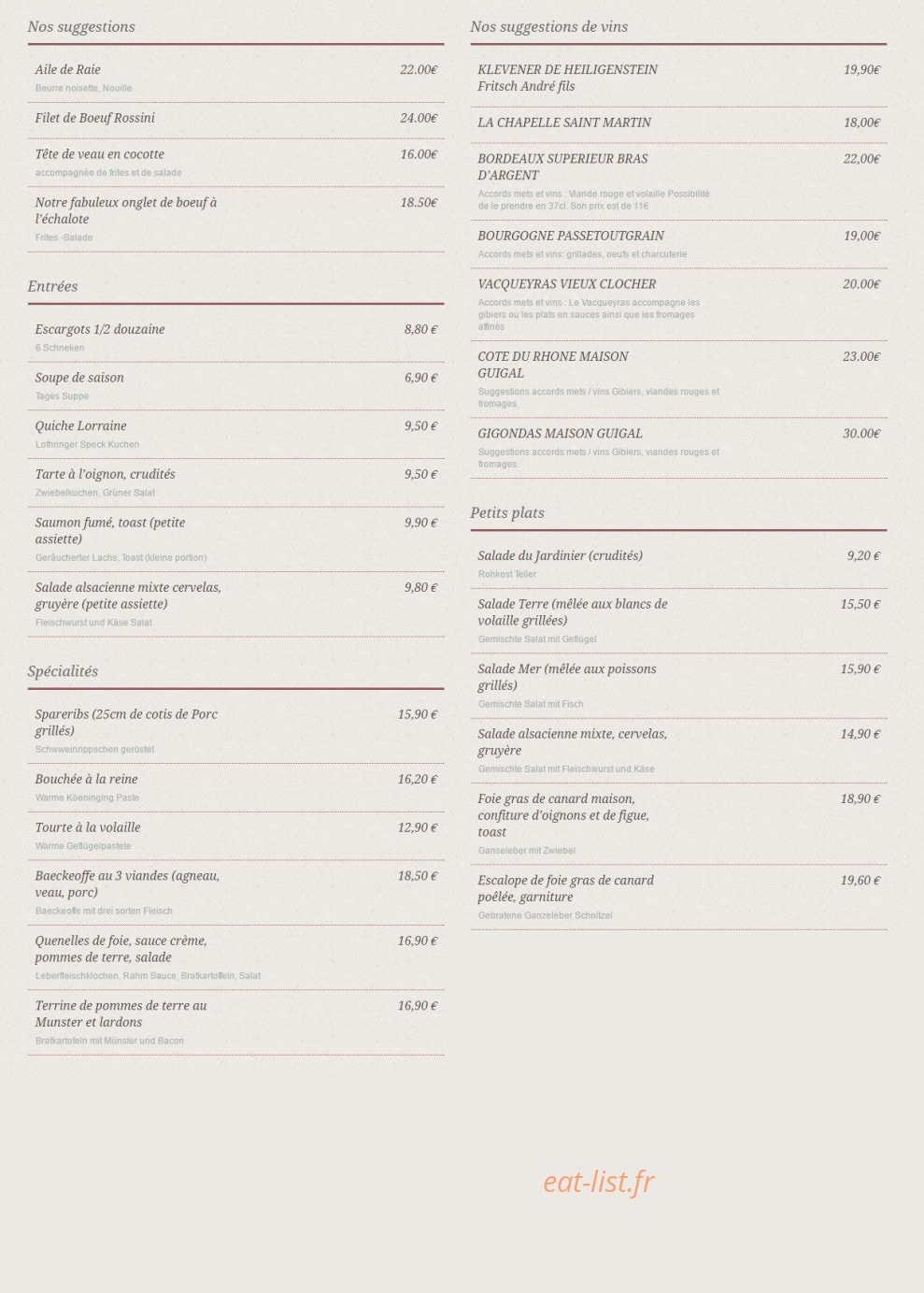 La Cloche à Obernai - menu et photos