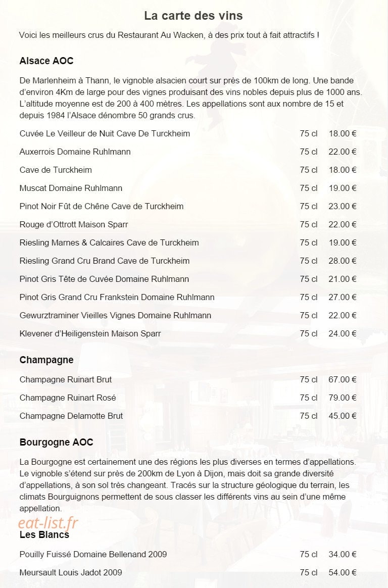 Au Wacken à Schiltigheim - menu et photos