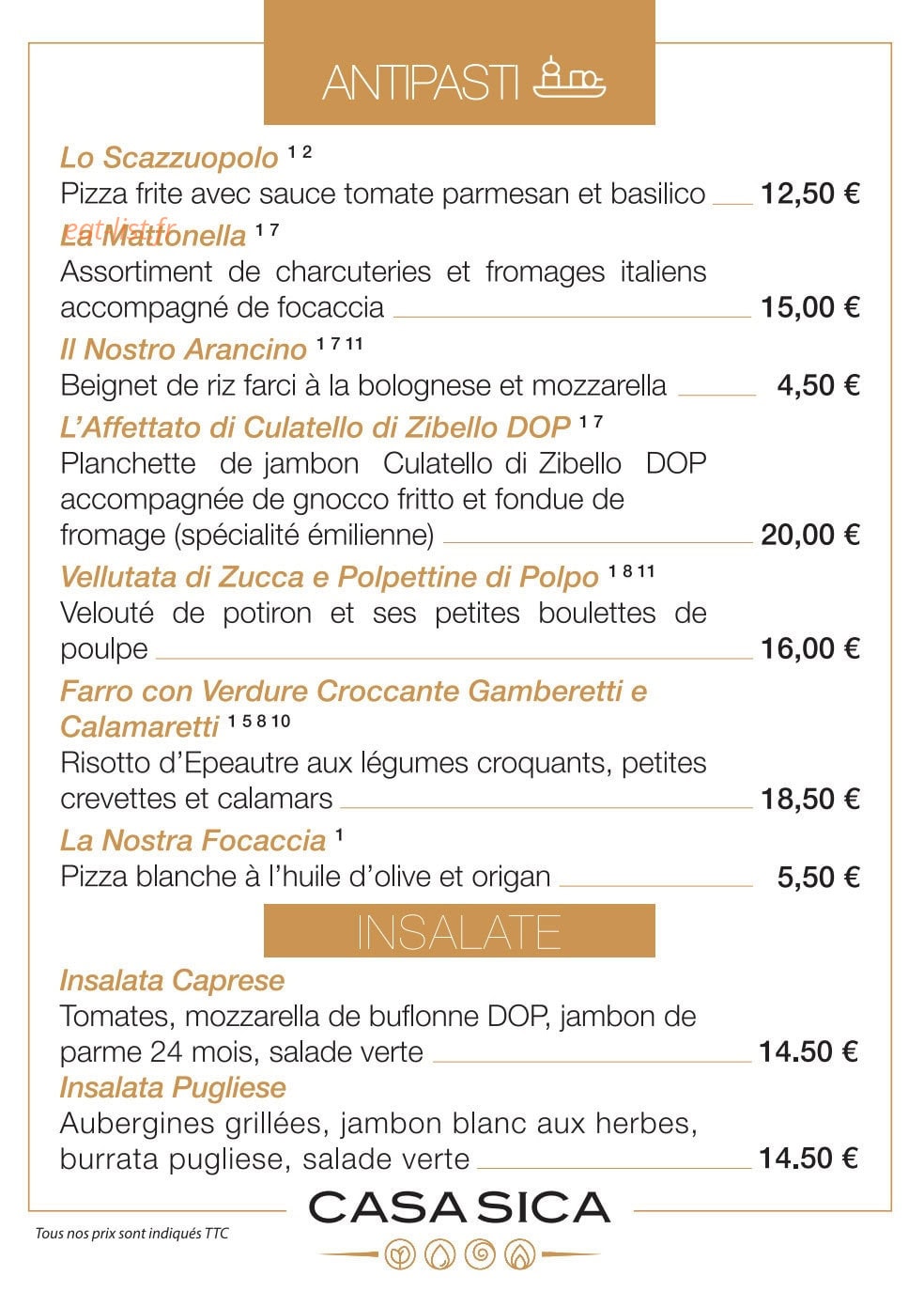 Sica Les Spécialistes du Made in Italy à Mundolsheim - menu et photos
