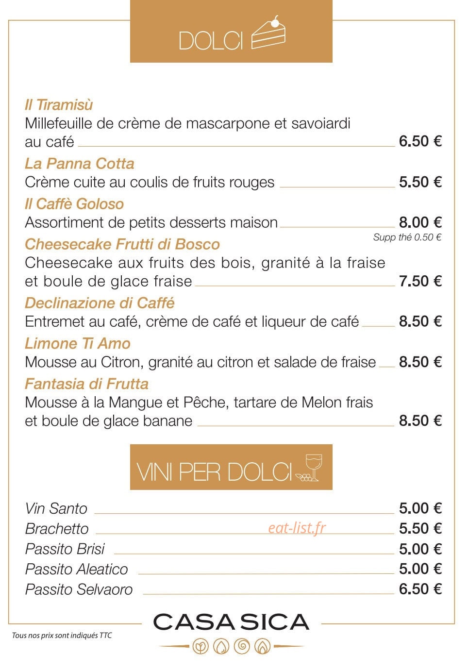 Sica Les Spécialistes du Made in Italy à Mundolsheim - menu et photos