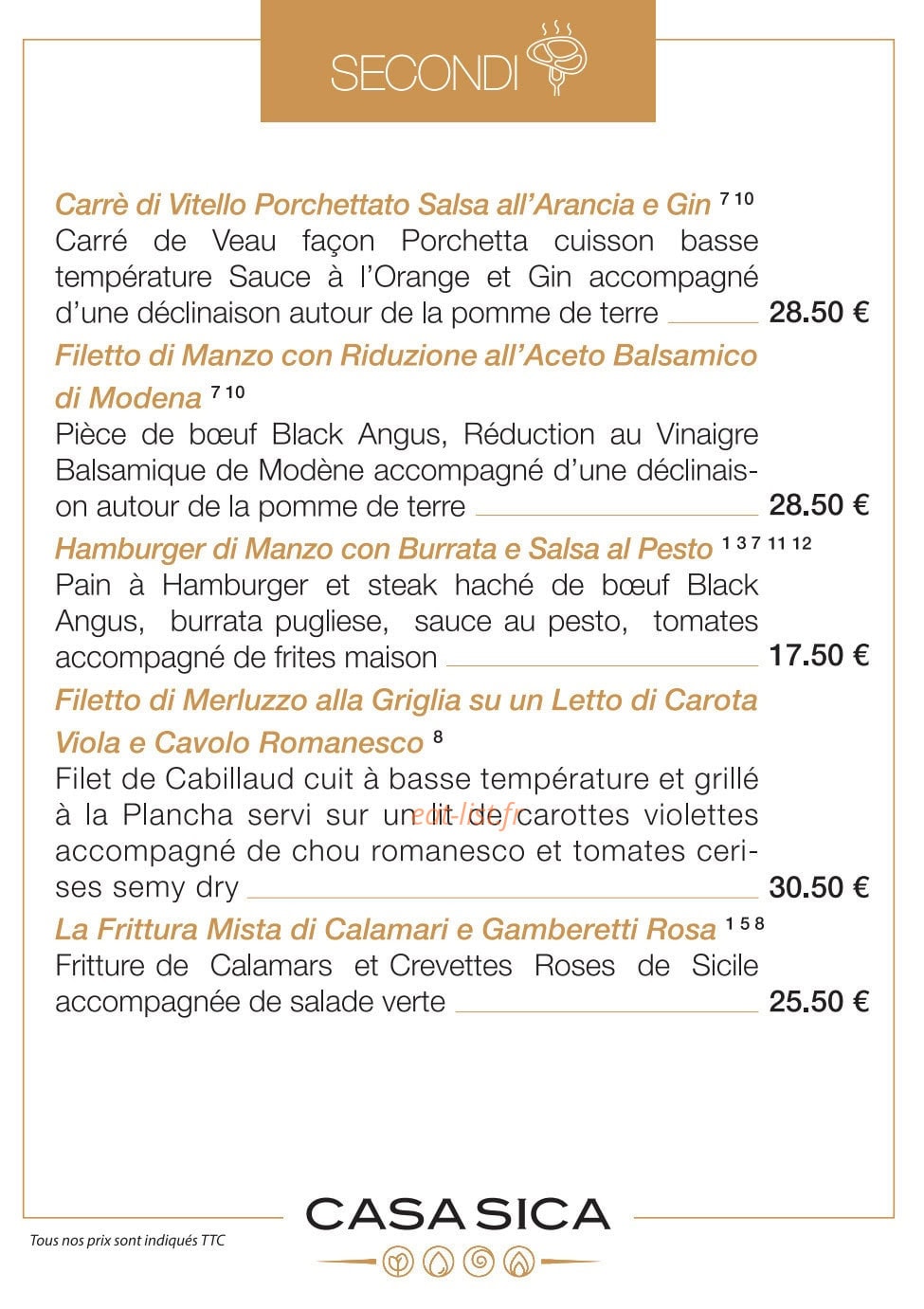 Sica Les Spécialistes du Made in Italy à Mundolsheim - menu et photos