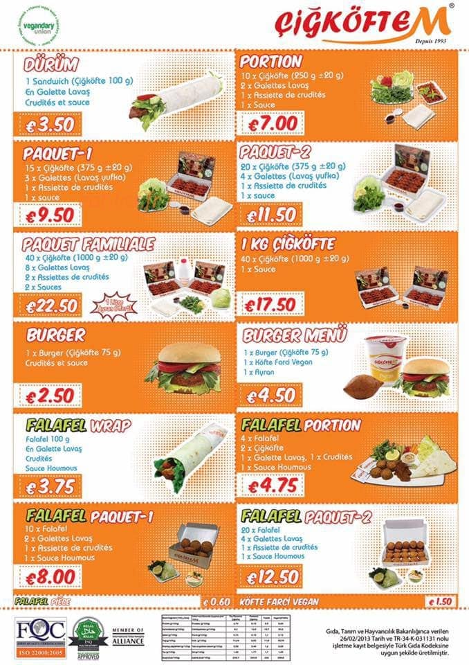 Cigkoftem à Haguenau, carte-menu et photos