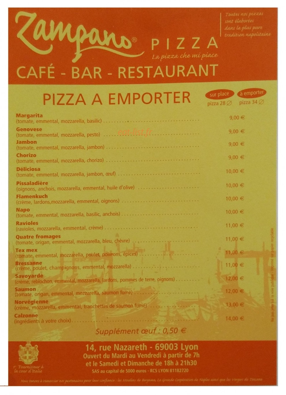 Zampano à Lyon 3 - menu et photos